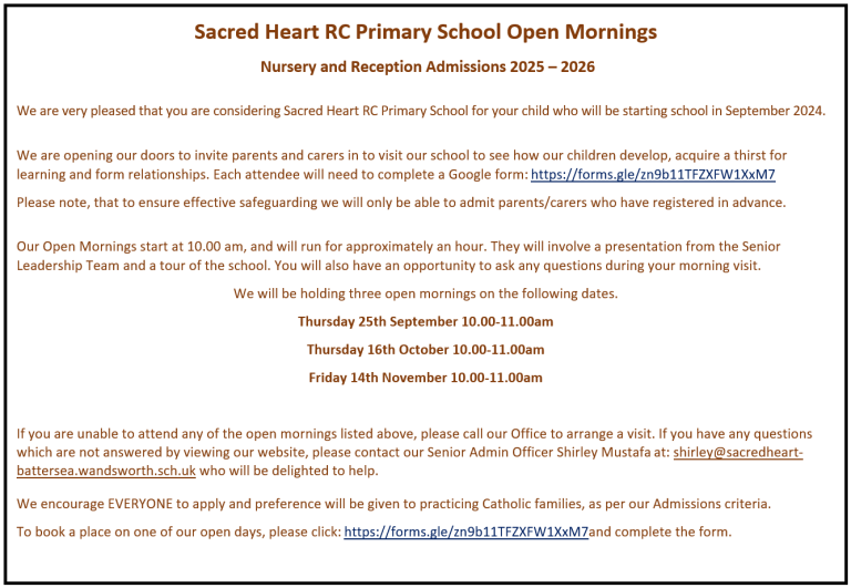 Sacred Heart RC Primary School – The Federation of Sacred Heart and St Mary’s RC Primary Schools ...